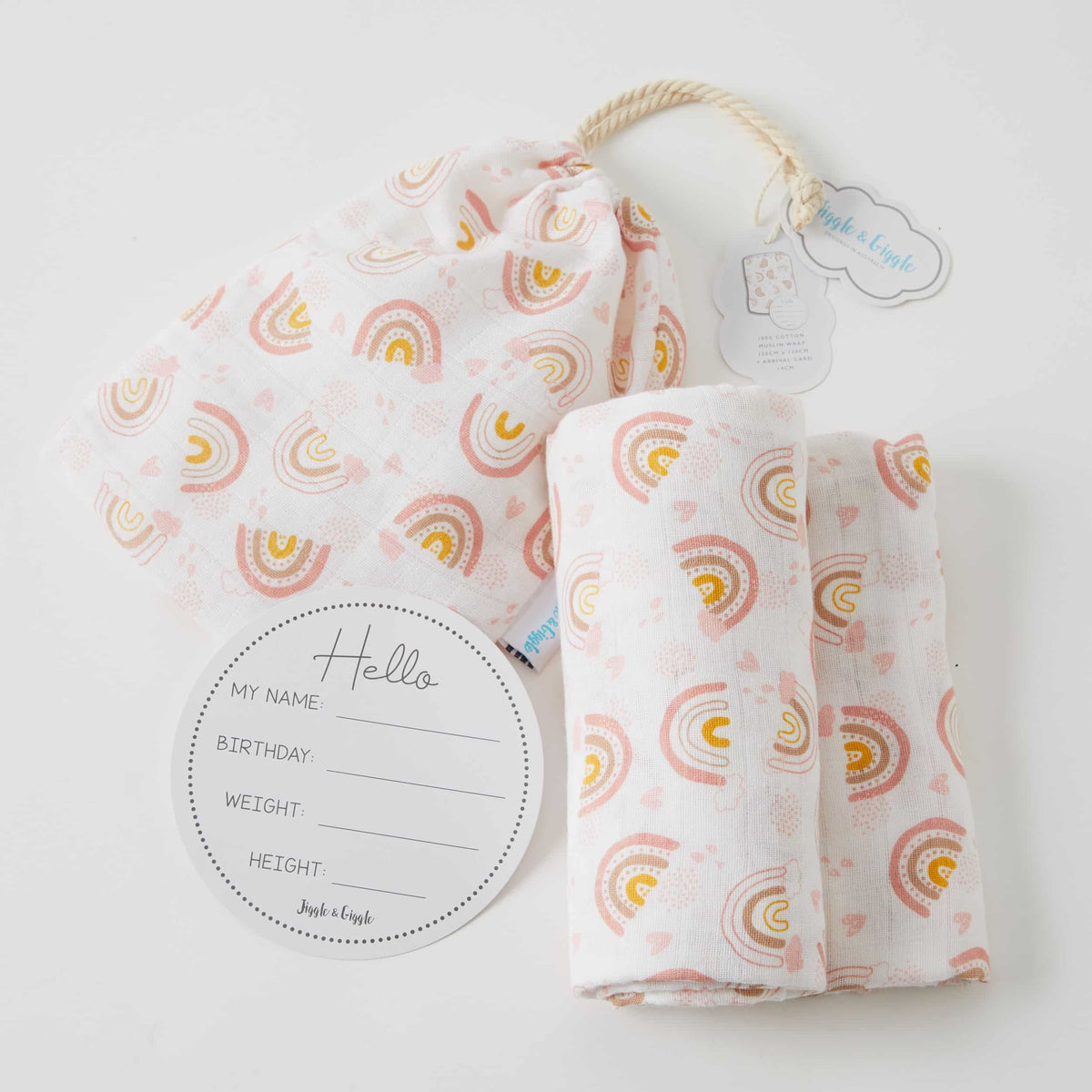RAINBOW MUSLIN WRAP & ARRIVAL CARD – Hunt & Gather Home
